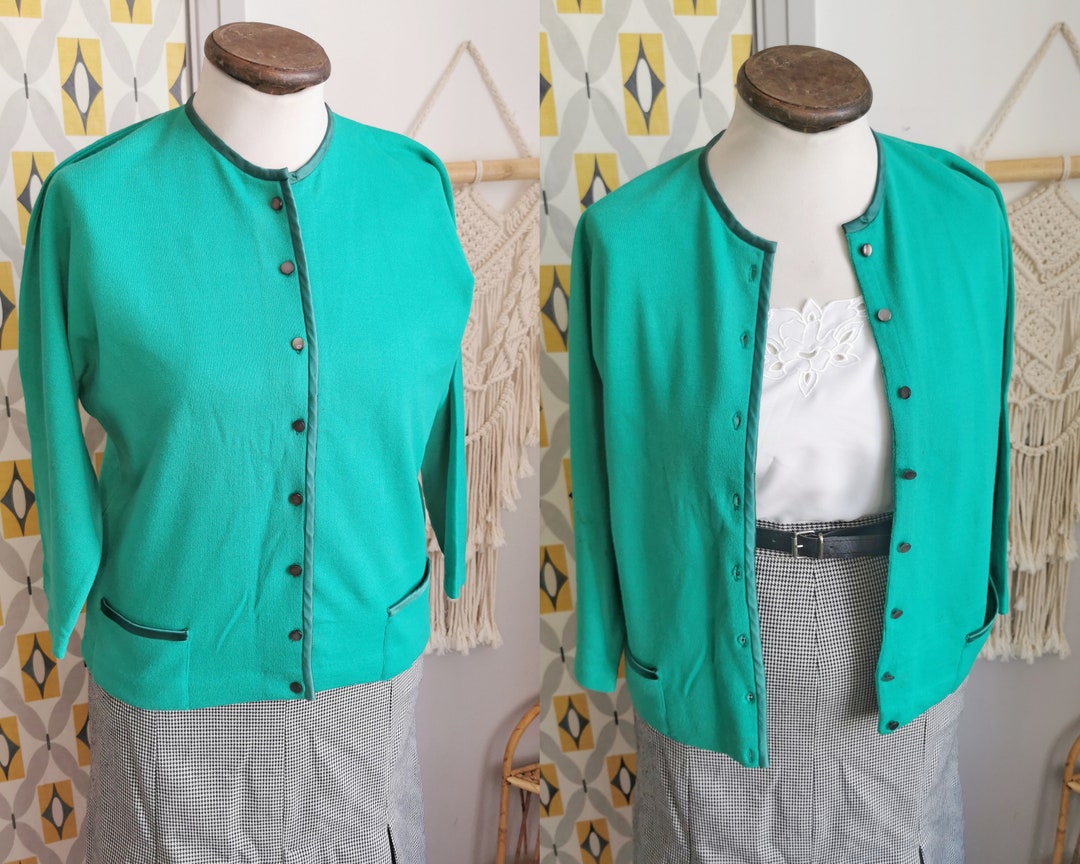 Vintage 70s Green Cardigan, Summer Button up Cardi, Vintage Holiday ...