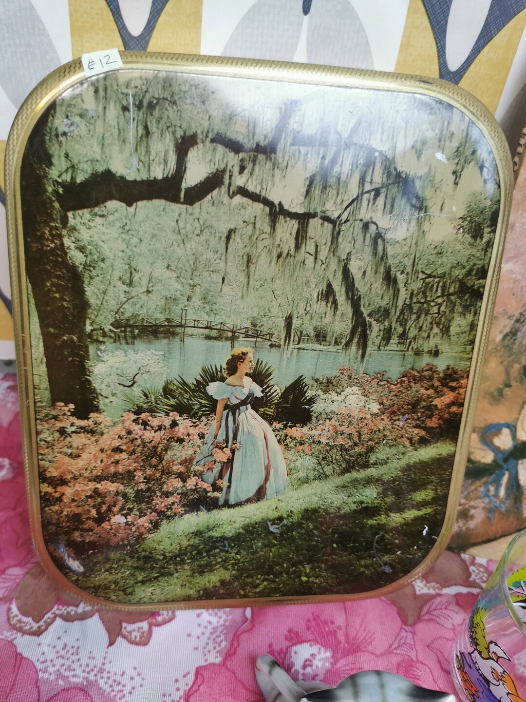 Vintage Sweet Tin, Italian, Romantic Floral Woman Print, Christmas Gift ...
