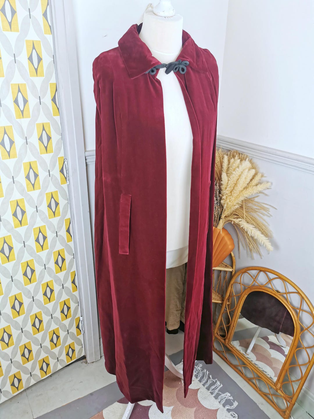 Vintage 60s Velvet Opera Cape, Dark Red, Winter Cape , Burgundy Velvet ...