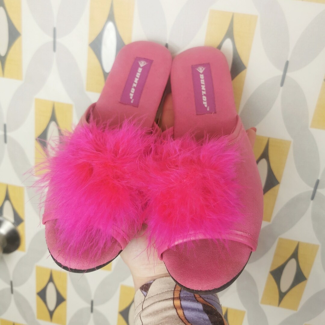 Vintage Pink Velvet Feather Boudoir Slippers,elegant Slippers,wedge ...