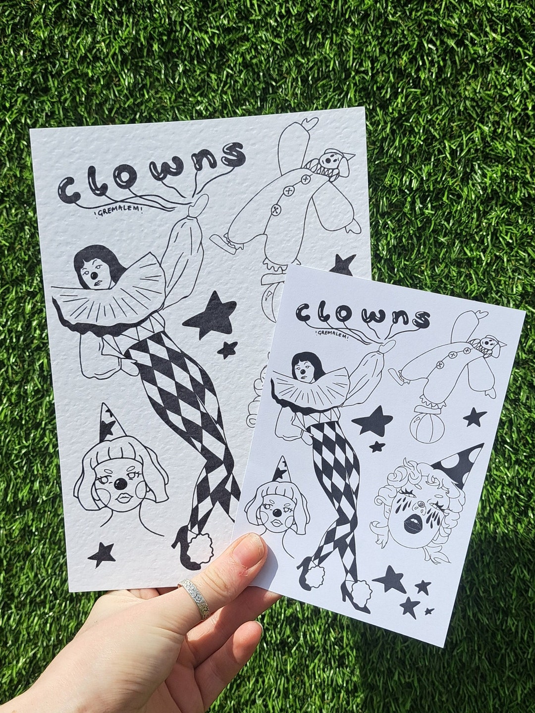 Clowns!!! Hand Drawn Art Print - Clown Girls - Etsy
