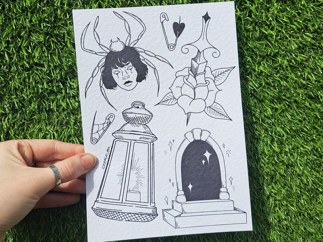 Trad Tattoo Flash Inspired Art Print - Etsy