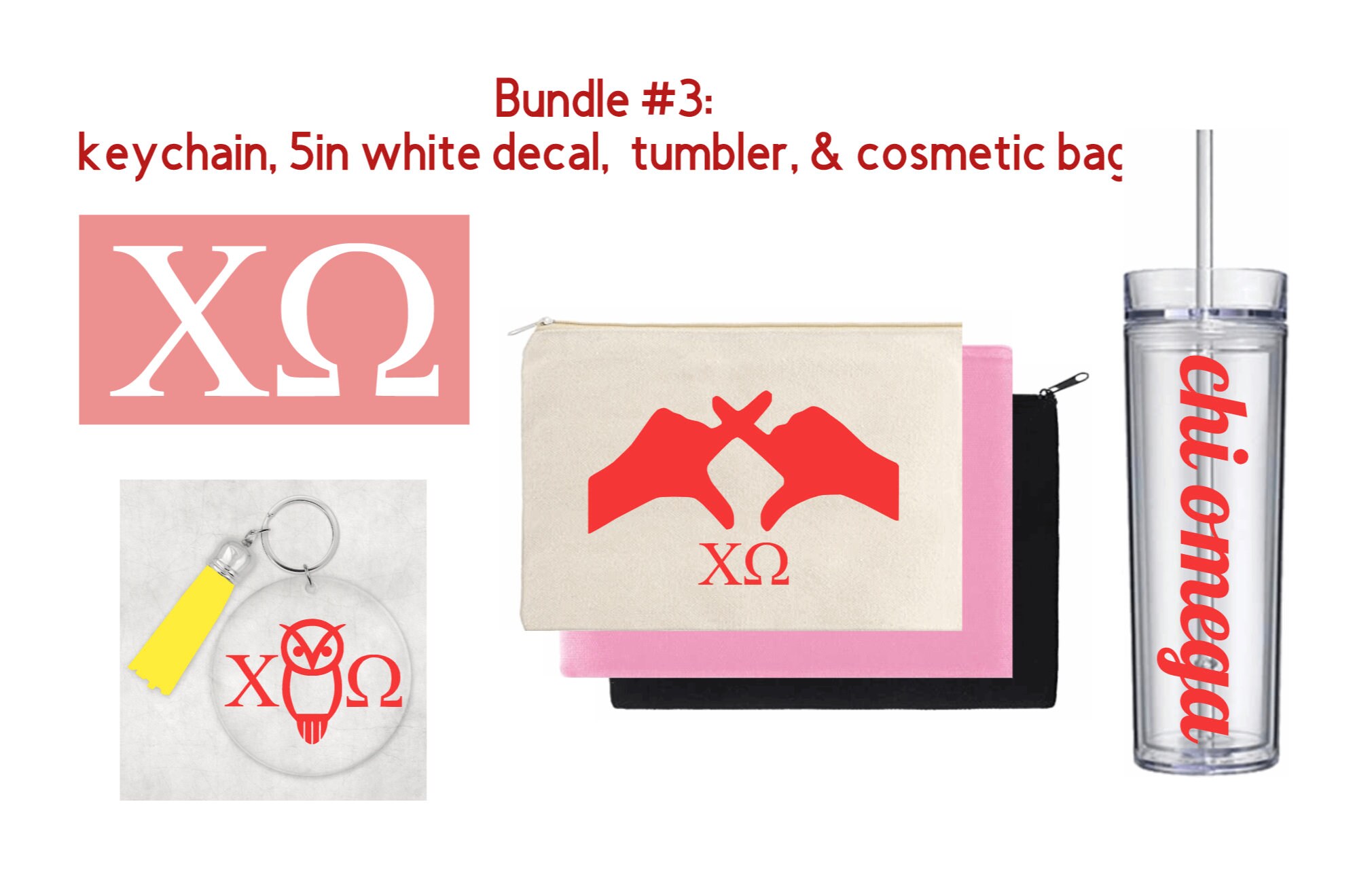 Sorority Gift Bundle - Chi Omega - XO - Decal - Bag - Cup - Decal ...