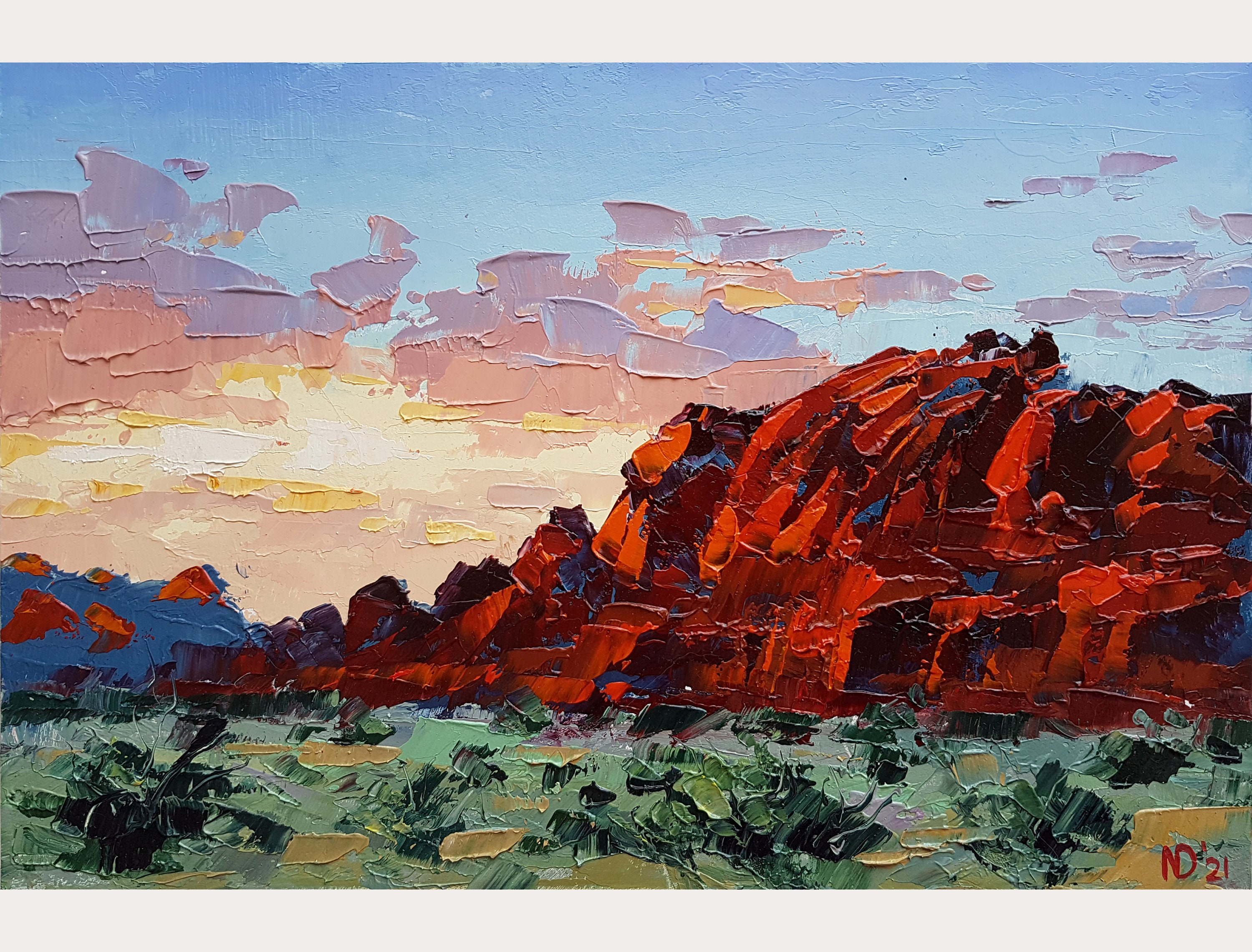 Nevada Red Mountain Painting Original Sunset Landscape Oil Art | Etsy