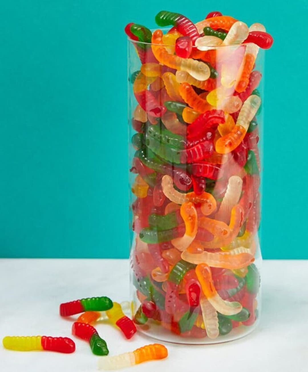 Gummi Worms - 1 Lb. - Rainbow Chewy Candy, Sweet Fruity Gummies, Party ...