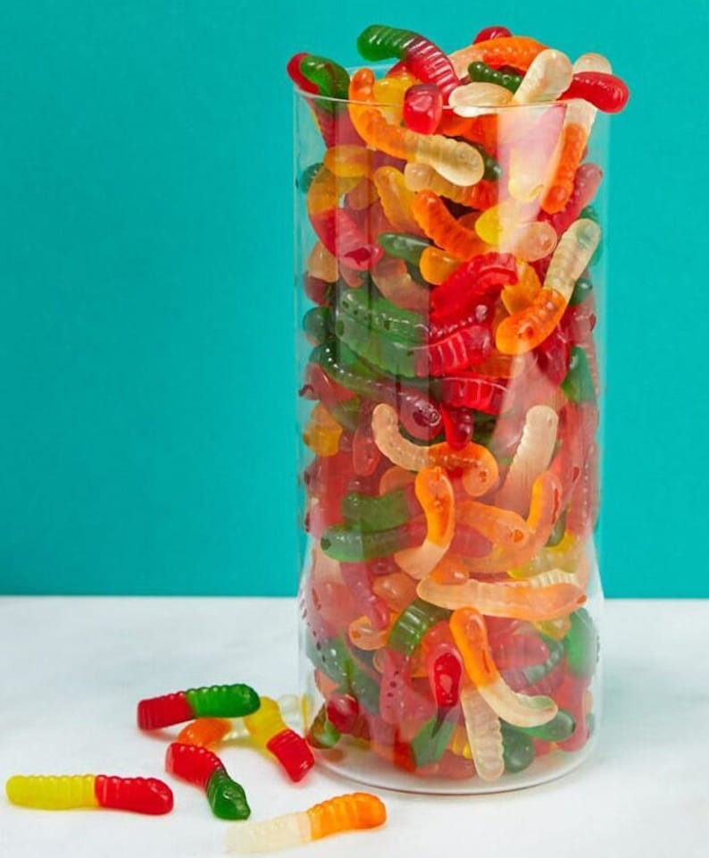 Gummi Worms - 1 Lb. - Rainbow Chewy Candy, Sweet Fruity Gummies, Party ...