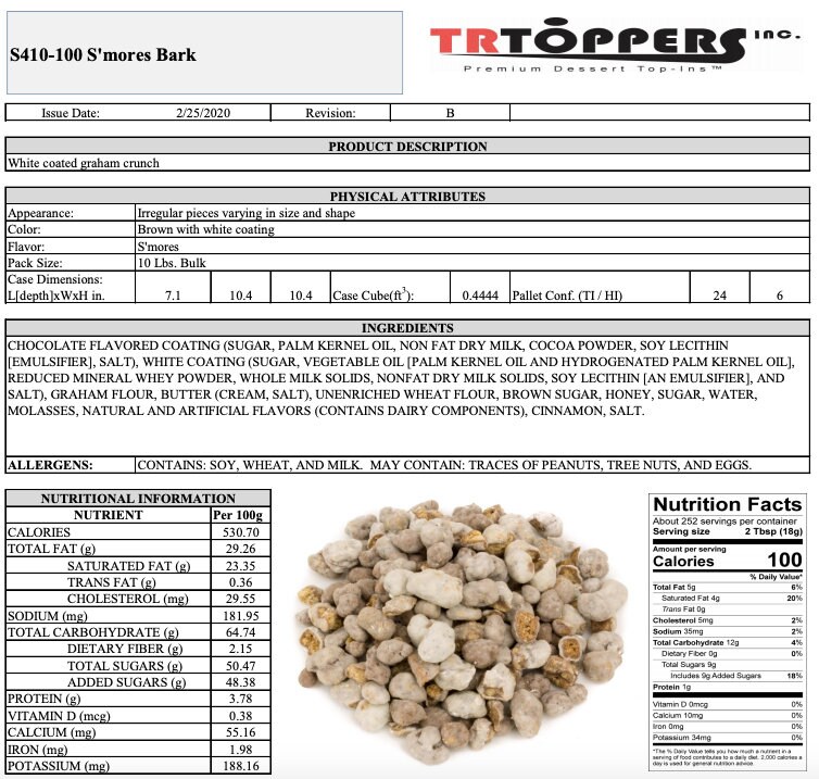 S'mores Graham Topping, Ice Cream Toppings, Baking Inclusion, S'mores ...