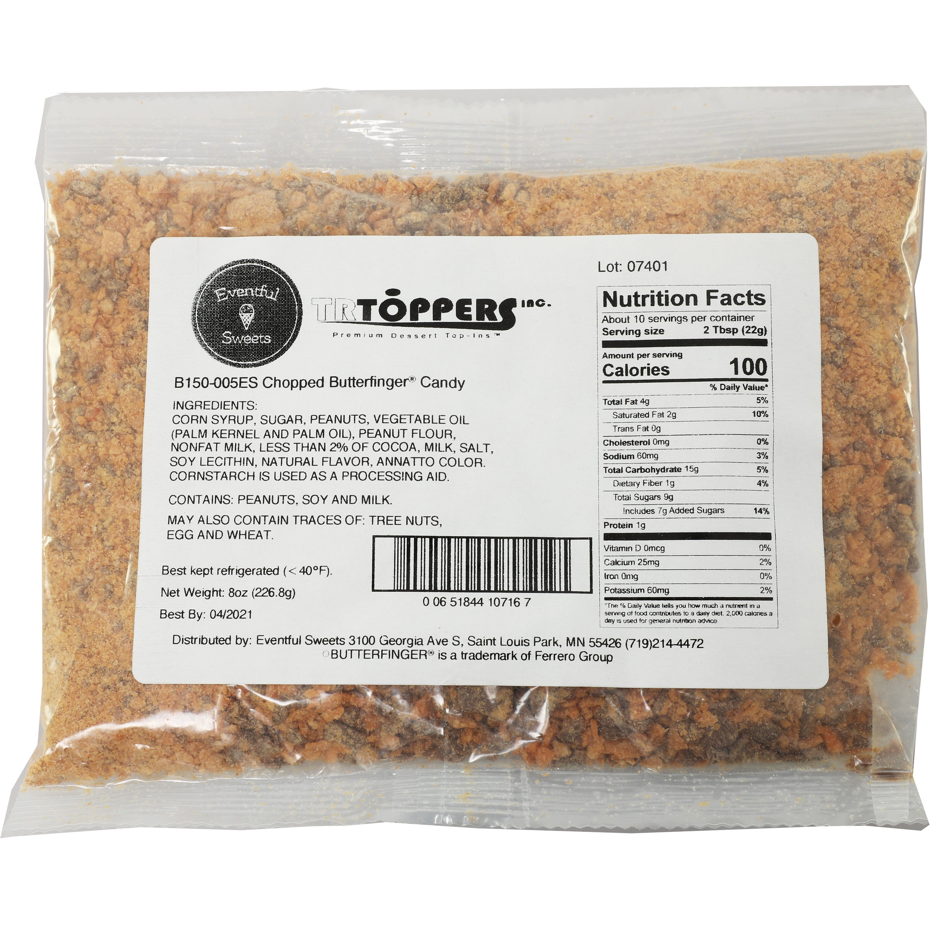 Chopped Butterfinger, Ice Cream Party and Dessert Toppings, Candy Bar ...