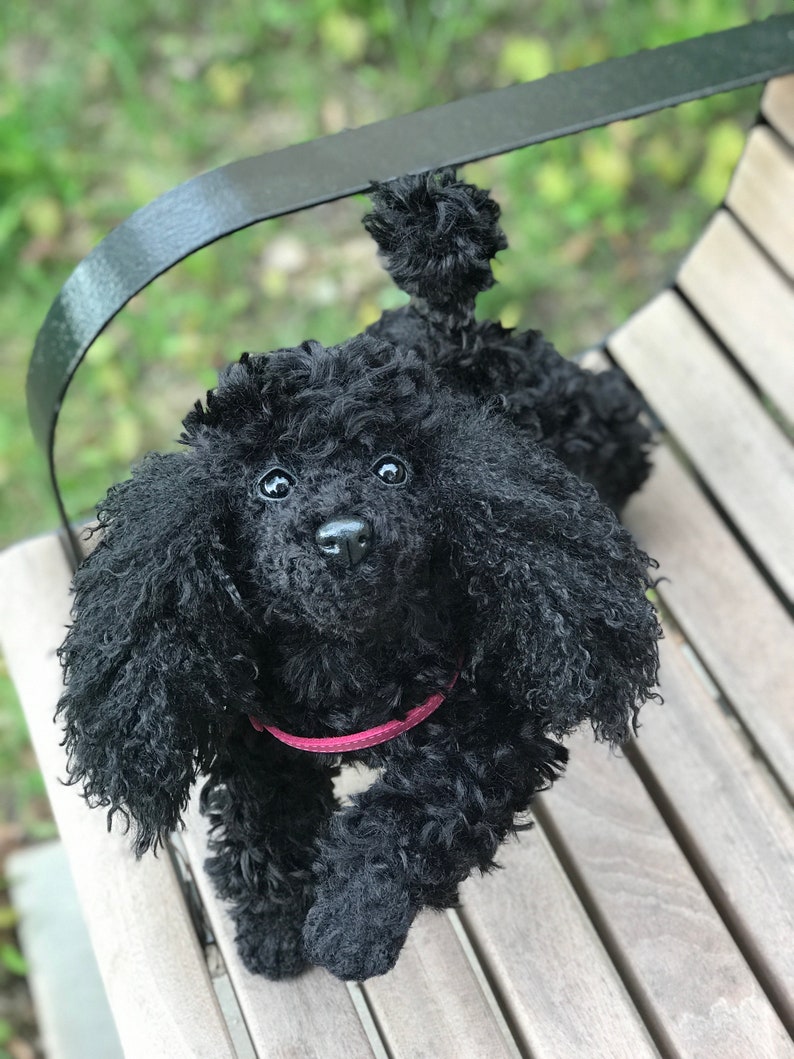 Realistic Stuffed Black Poodle With Faux Fur. Handmade Art - Etsy