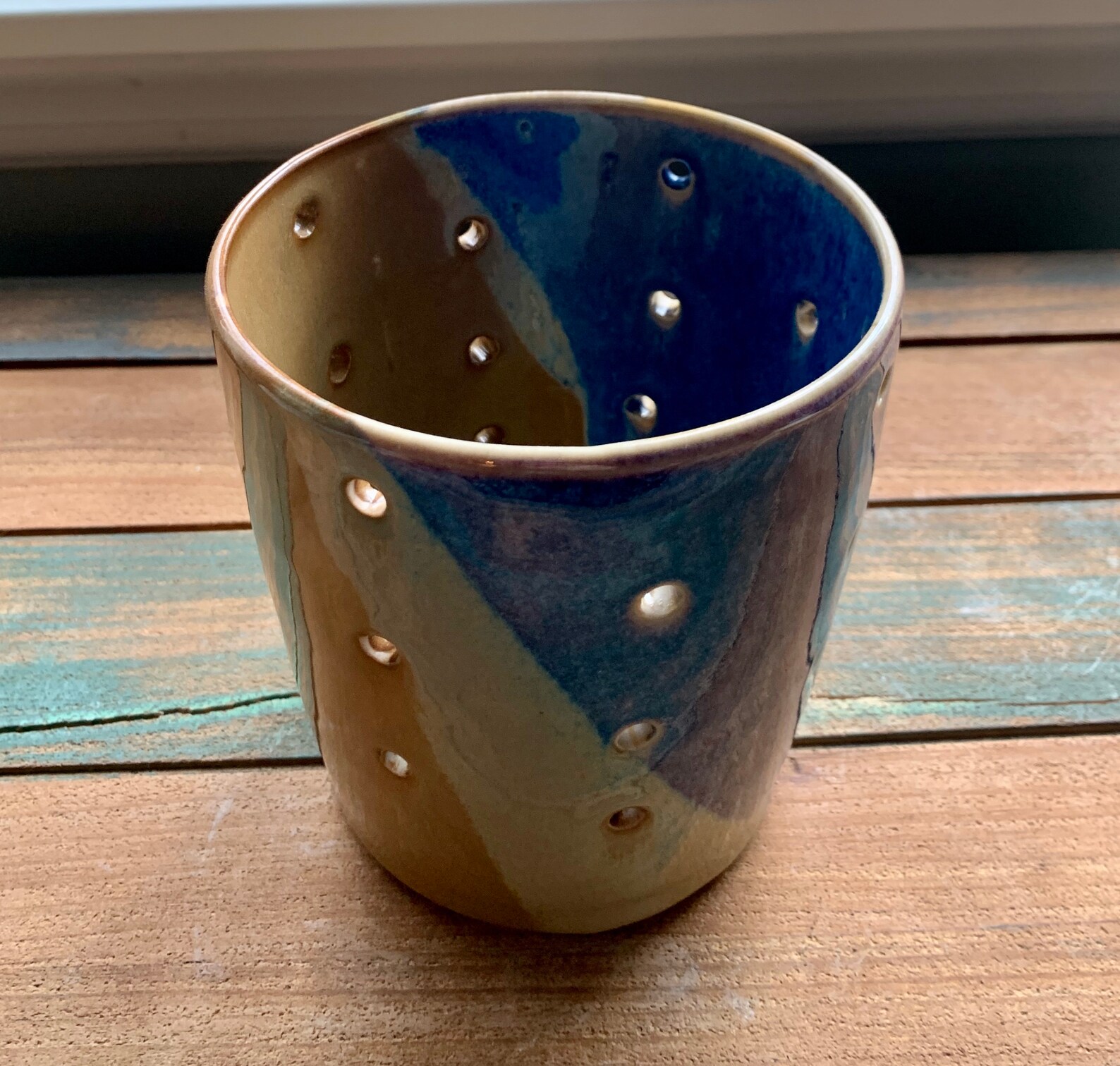 Two-toned Wheel Thrown Porcelain Utensil Holder With Accent Colors - Etsy