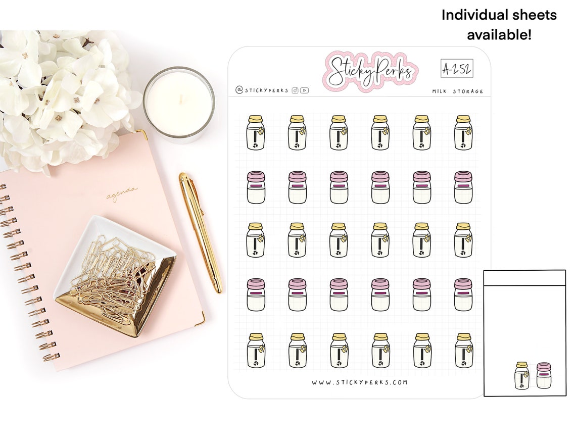 Breast Milk Storage Bottles Sticker Pink Yellow Milk | Etsy