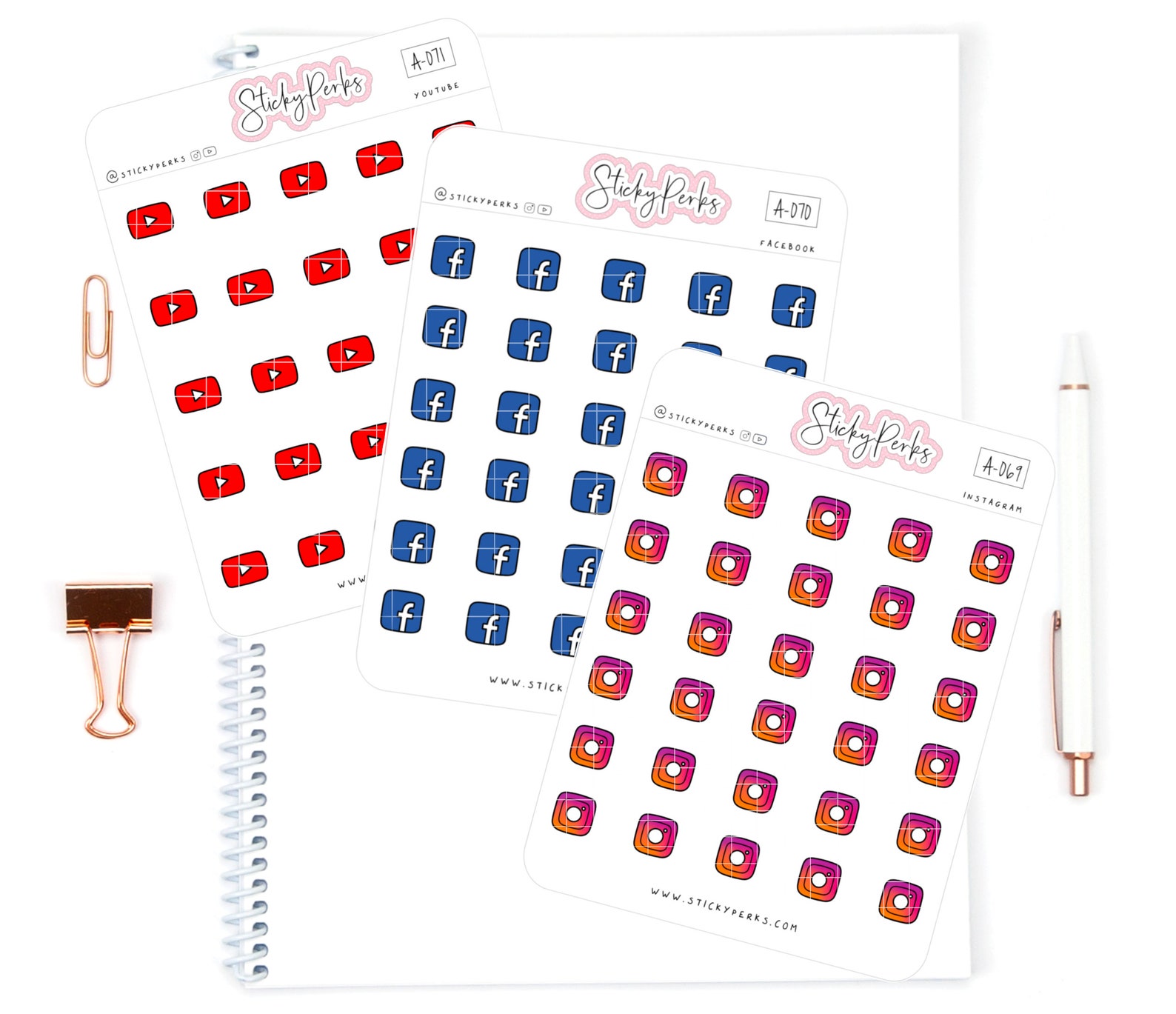 Social Media Icon Planner Sticker Etsy Facebook - Etsy