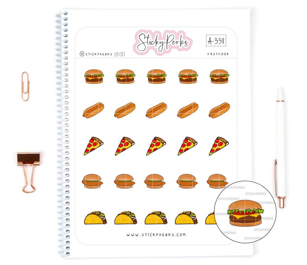 Fast Food | Planner Sticker | Hamburger | Pizza | Hotdog - Etsy