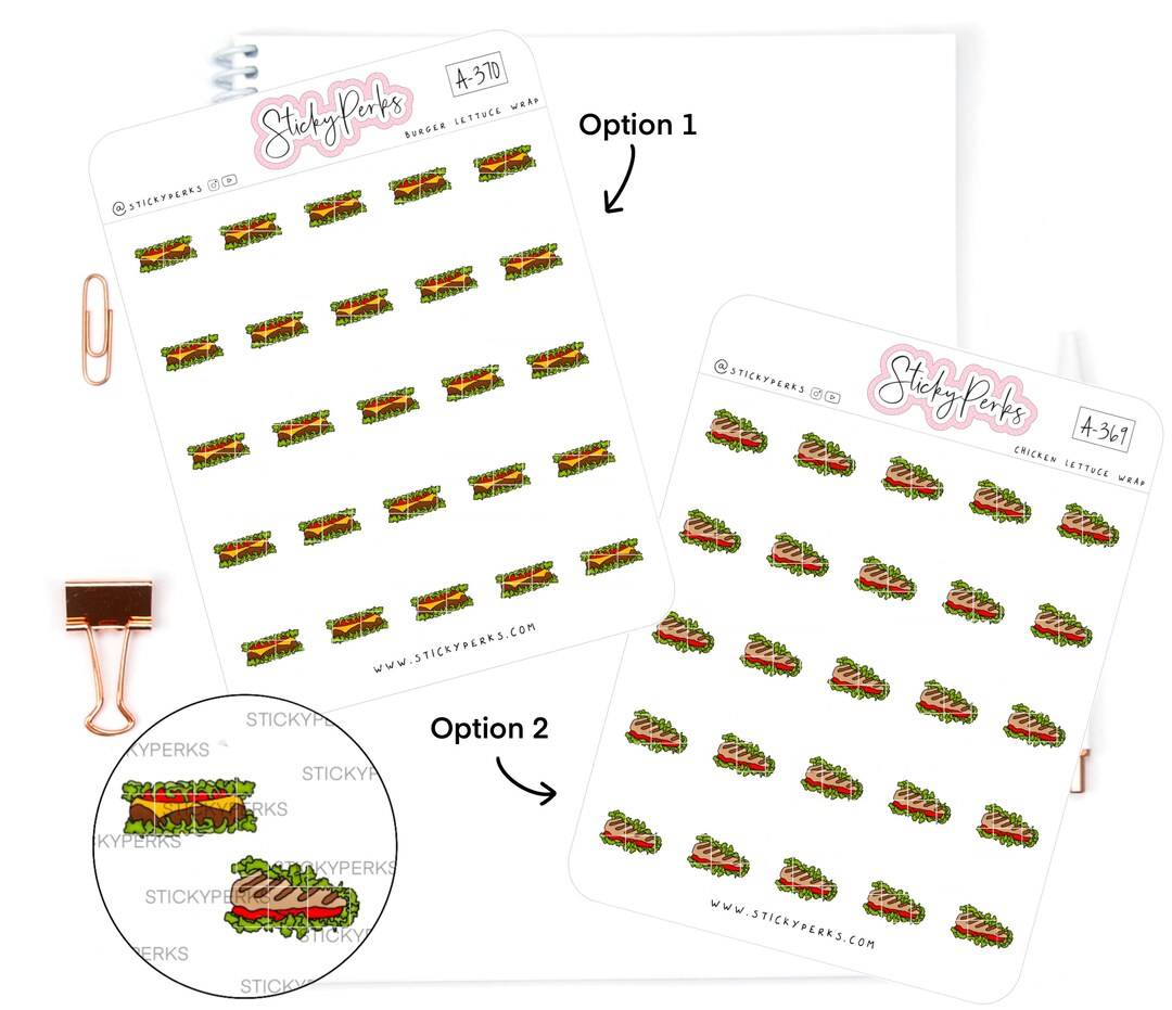 Lettuce Wrap Planner Stickers Burger Chicken Keto Healthy Eating Diet ...