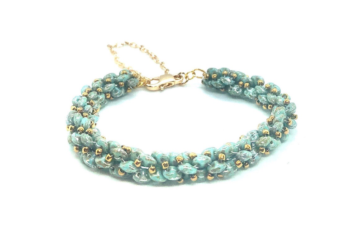 Bracelet, Super Duo Bracelet, Rope Bracelet, Green Super Duo Bracelet ...