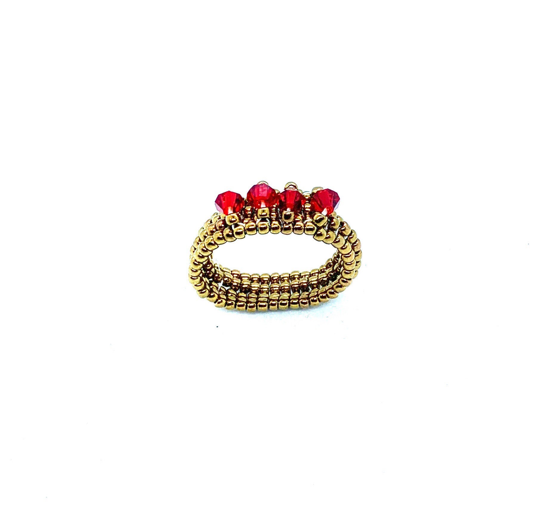 Ring, Red Crystal Ring, Large Band Ring,bead Ring, Handmade Jewelry ...