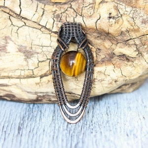 Men's pendant wire wrapped pendant tiger eye pendant | Etsy