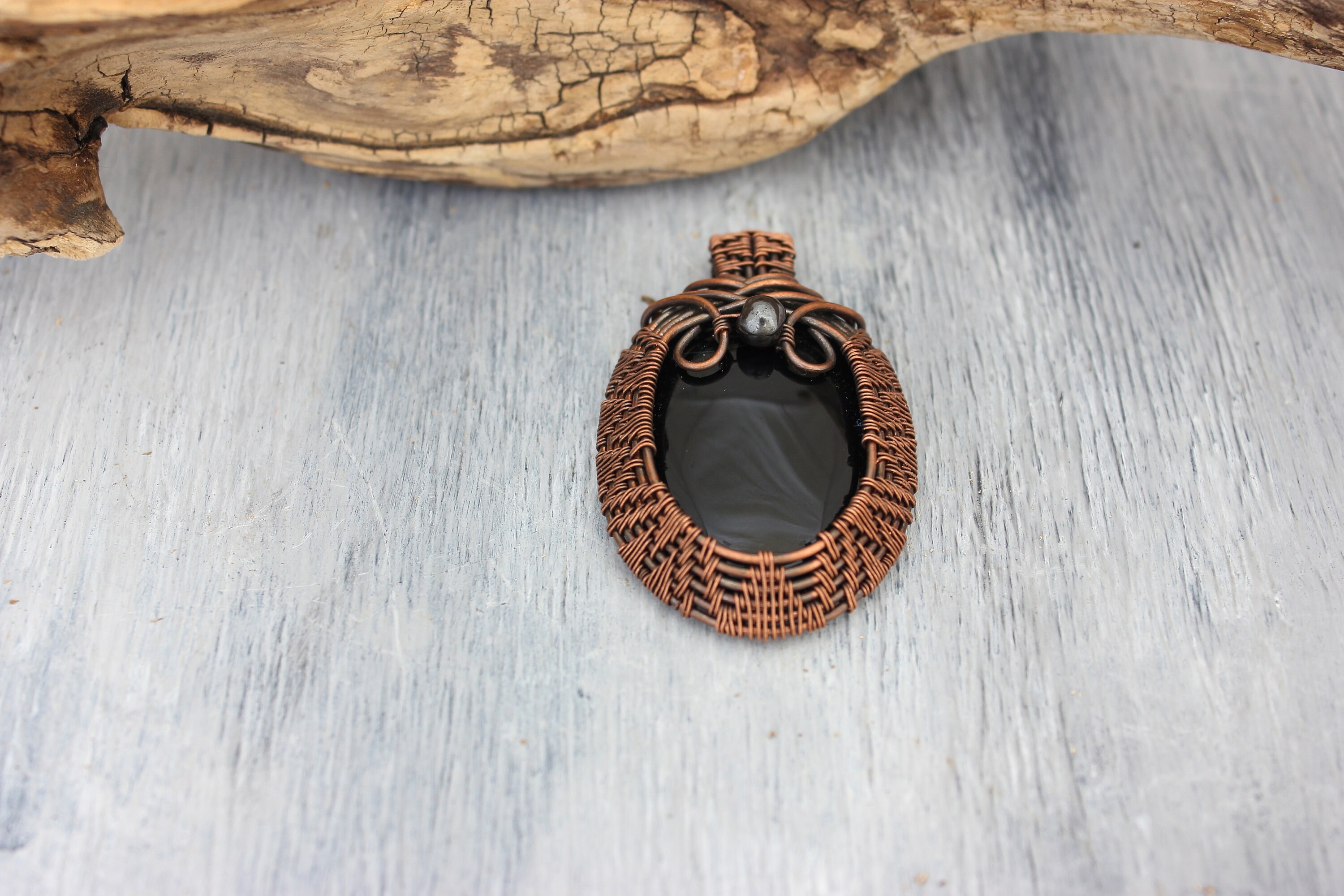 Wire Wrapped Pendant Black Agate Necklace Mens Gemstone - Etsy