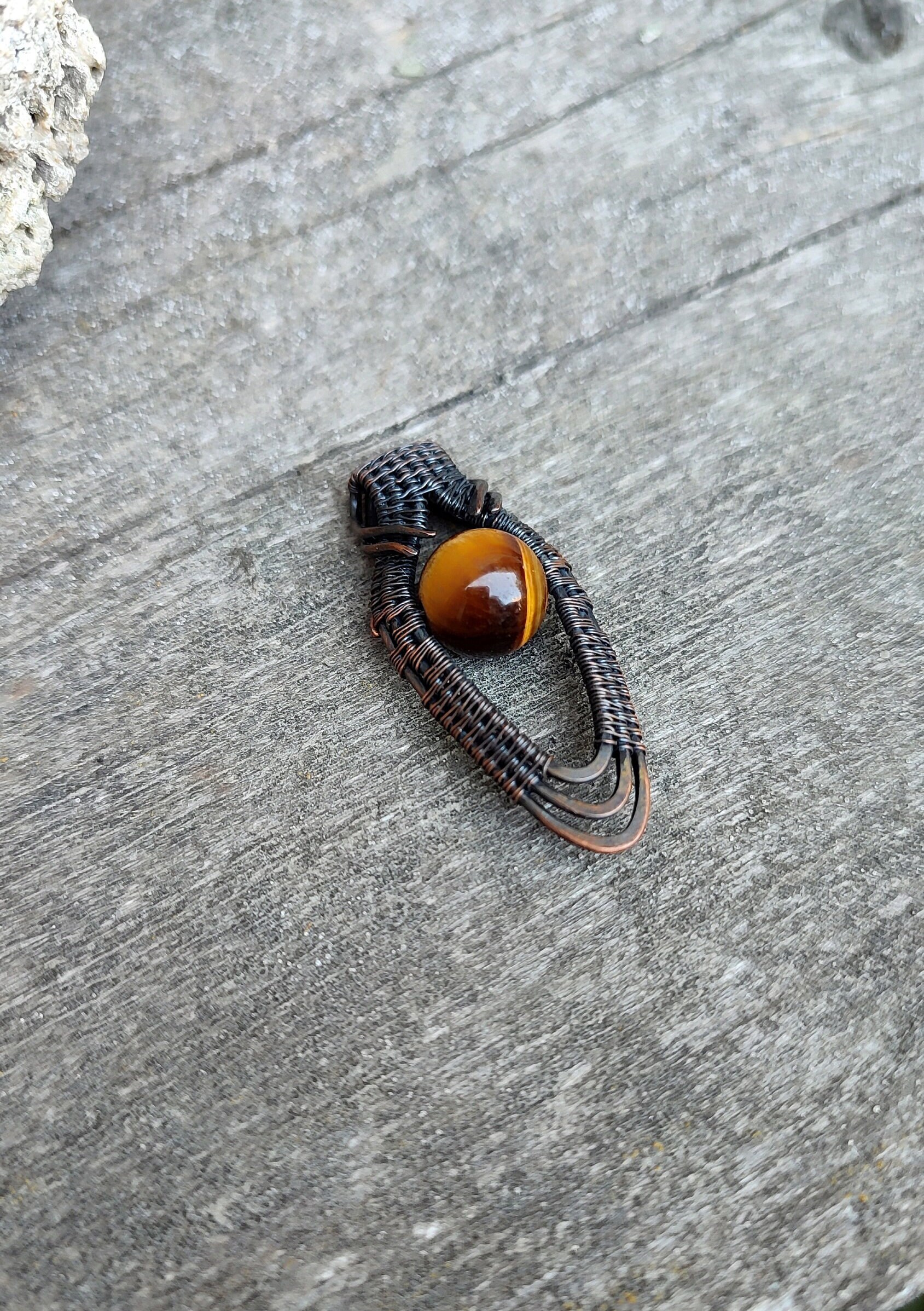 Men's Pendant Wire Wrapped Pendant Tiger Eye Pendant Copper Pendant ...