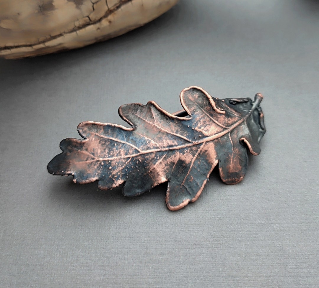 Woven Brooch Sweater Pin Oak Leaf Brooch Electroformed Jewelry ...