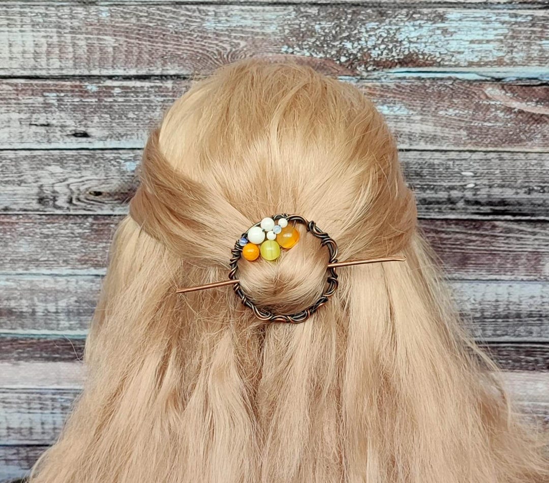 Small Hair Clip, Circular Hair Clip, Copper Hair Clip, Hair Barrette ...