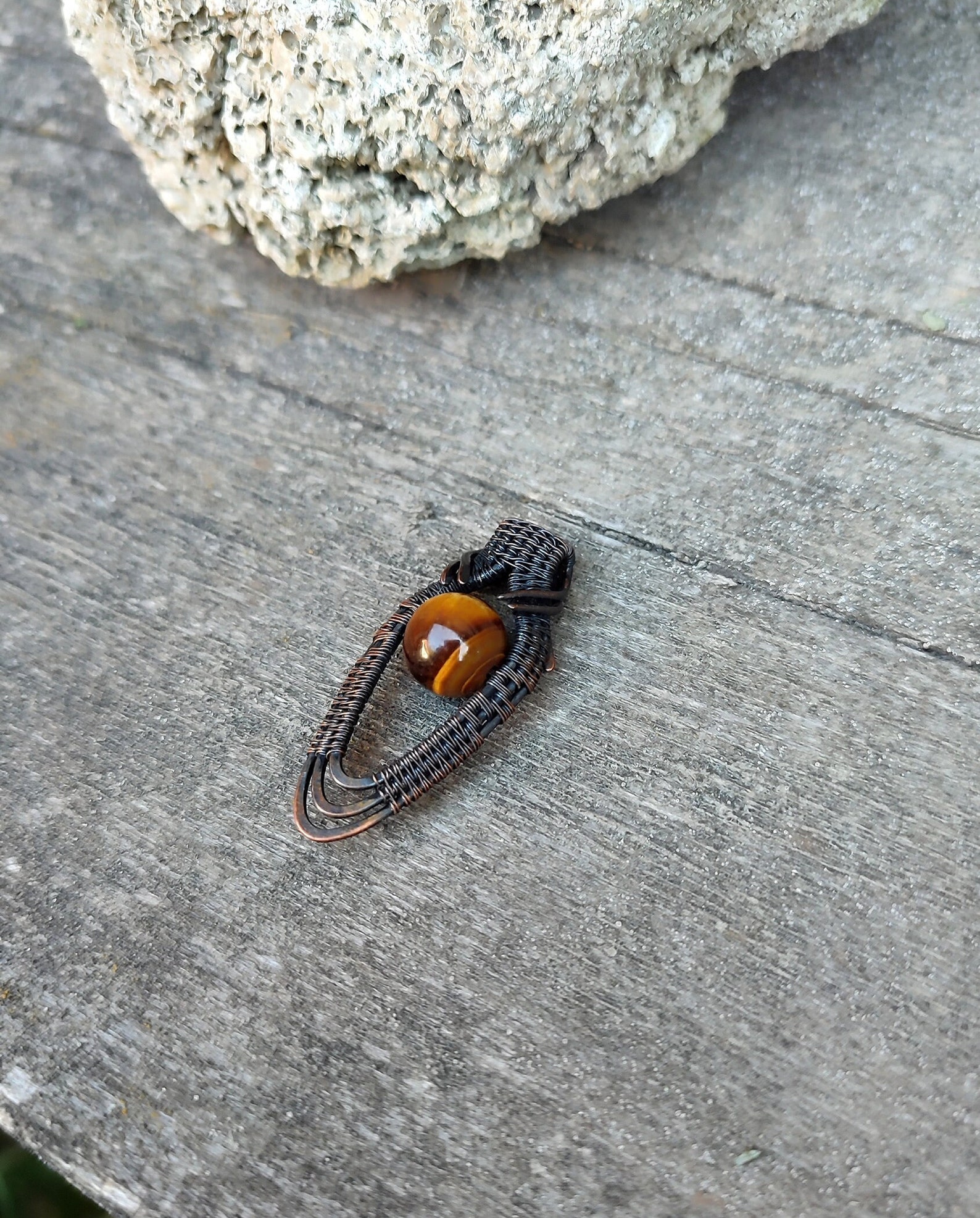 Men's Pendant Wire Wrapped Pendant Tiger Eye Pendant Copper Pendant ...