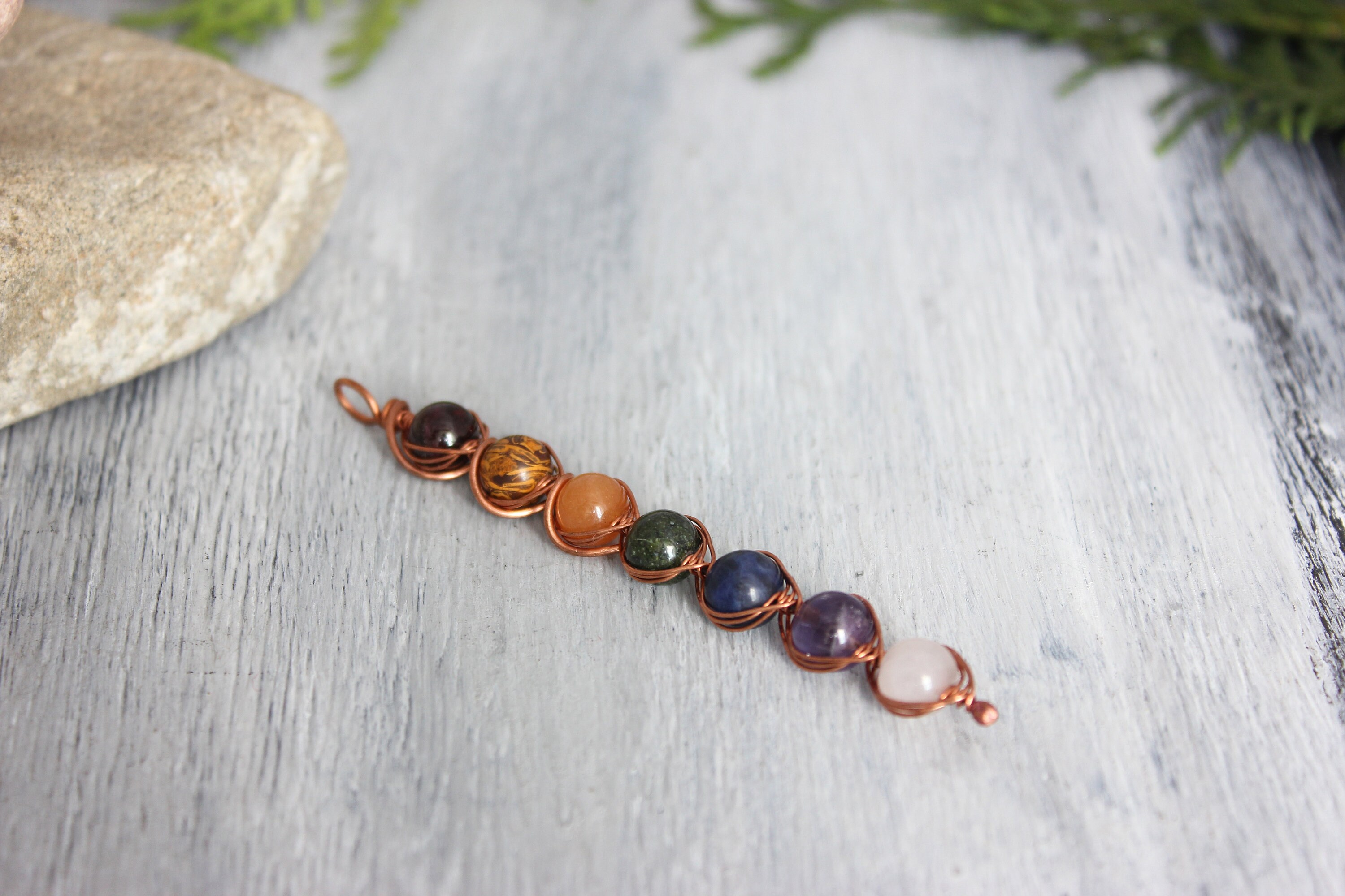 7 Chakra Stones Chakra Necklace Copper Gemstone Necklace Chakra ...