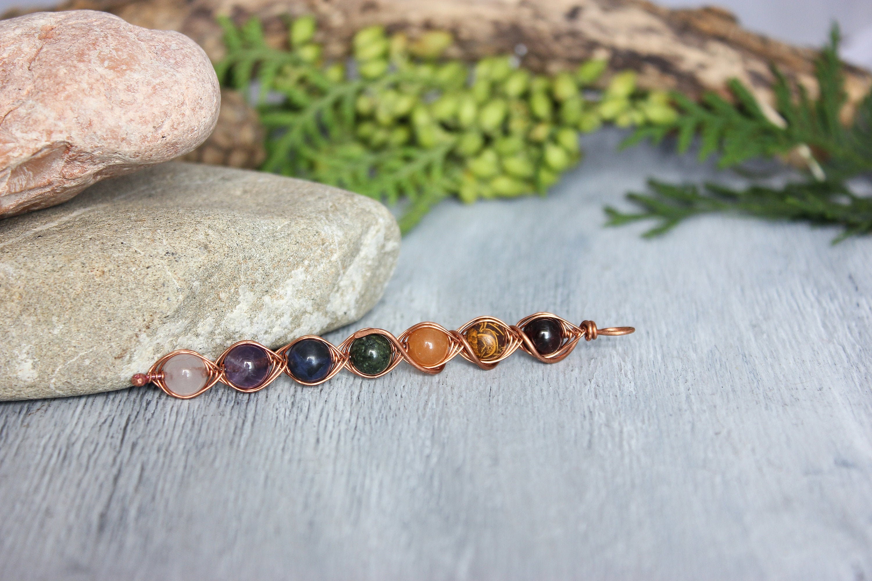 7 Chakra Stones Chakra Necklace Copper Gemstone Necklace Chakra ...
