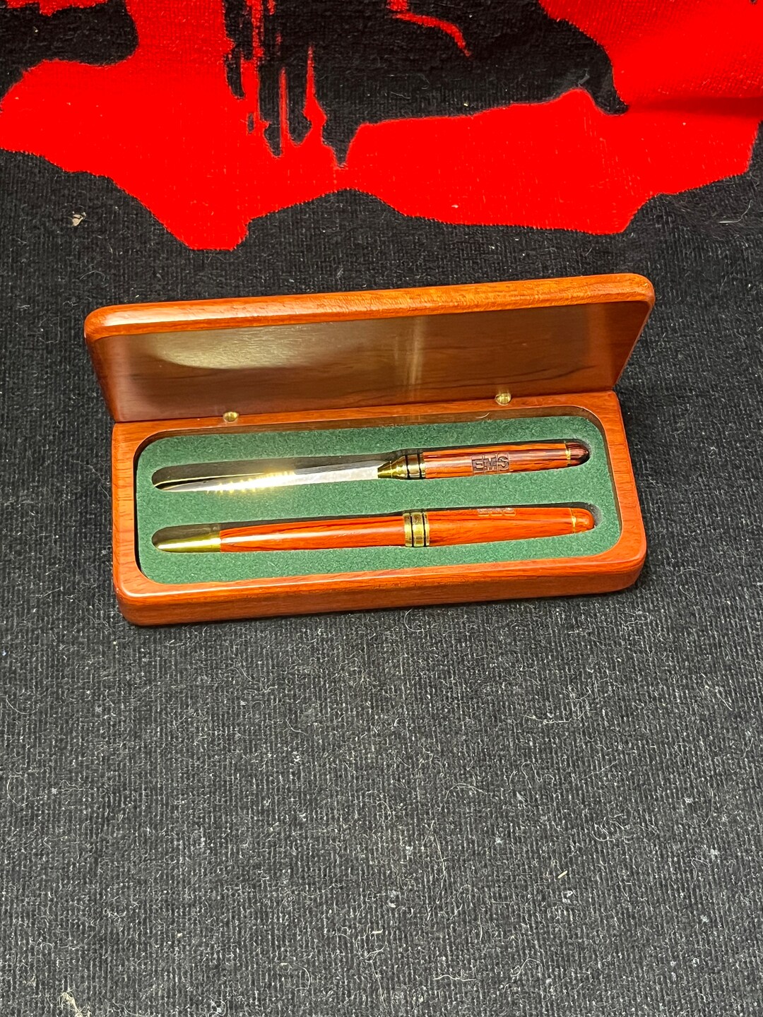 Pen and Letter Opener Set in Wooden Case. Good Condition. - Etsy
