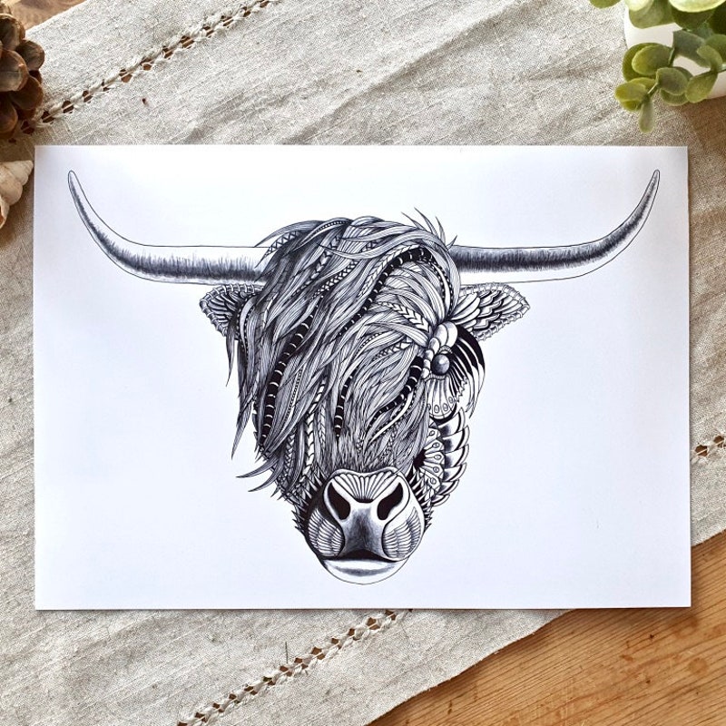 Zentangle Cow - Etsy