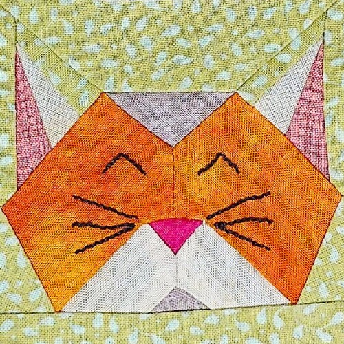 Happy Cat Cat Quilt BLOCK Pattern Kitty Quilt Block | Etsy