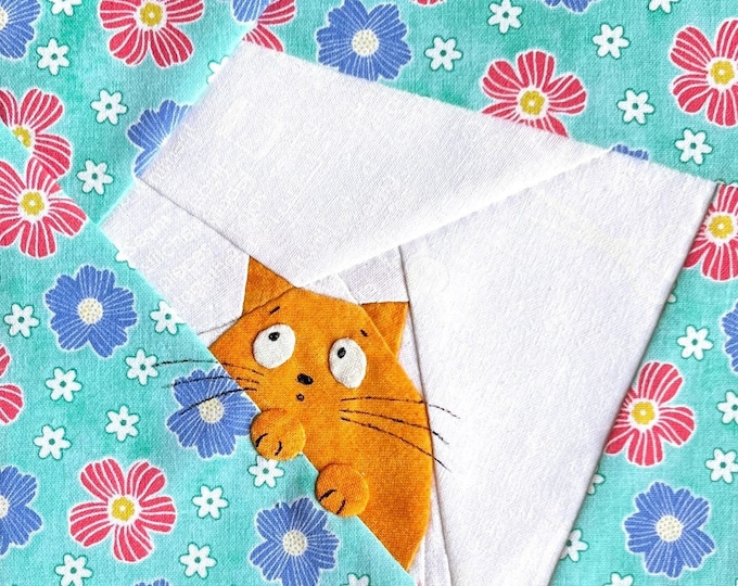Ginger Cat Peek-a-boo Quilt BLOCK Pattern - Cat Quilt Pattern - Etsy