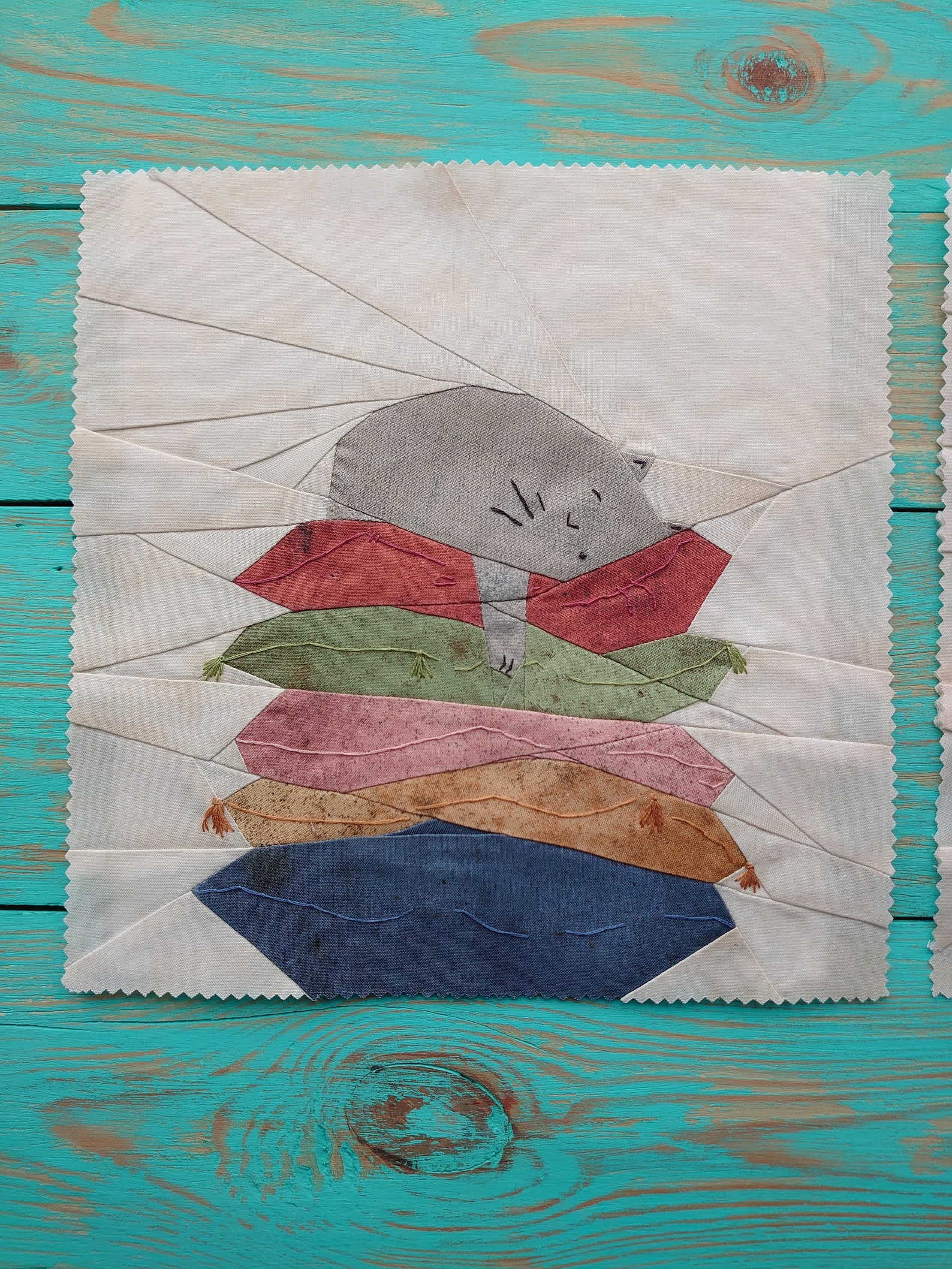 Purrrfect Nap Cat Quilt BLOCK Pattern Kitty Quilt Block - Etsy