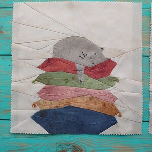 Purrrfect Nap Cat Quilt BLOCK Pattern Kitty Quilt Block Animal Quilt ...