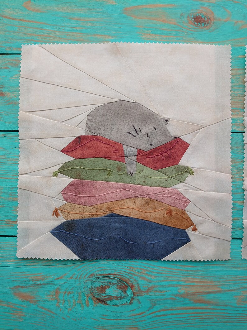 Purrrfect Nap Cat Quilt BLOCK Pattern Kitty Quilt Block - Etsy