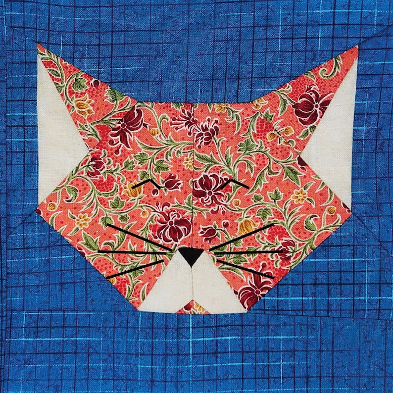 Happy Cat Cat Quilt BLOCK Pattern Kitty Quilt Block | Etsy
