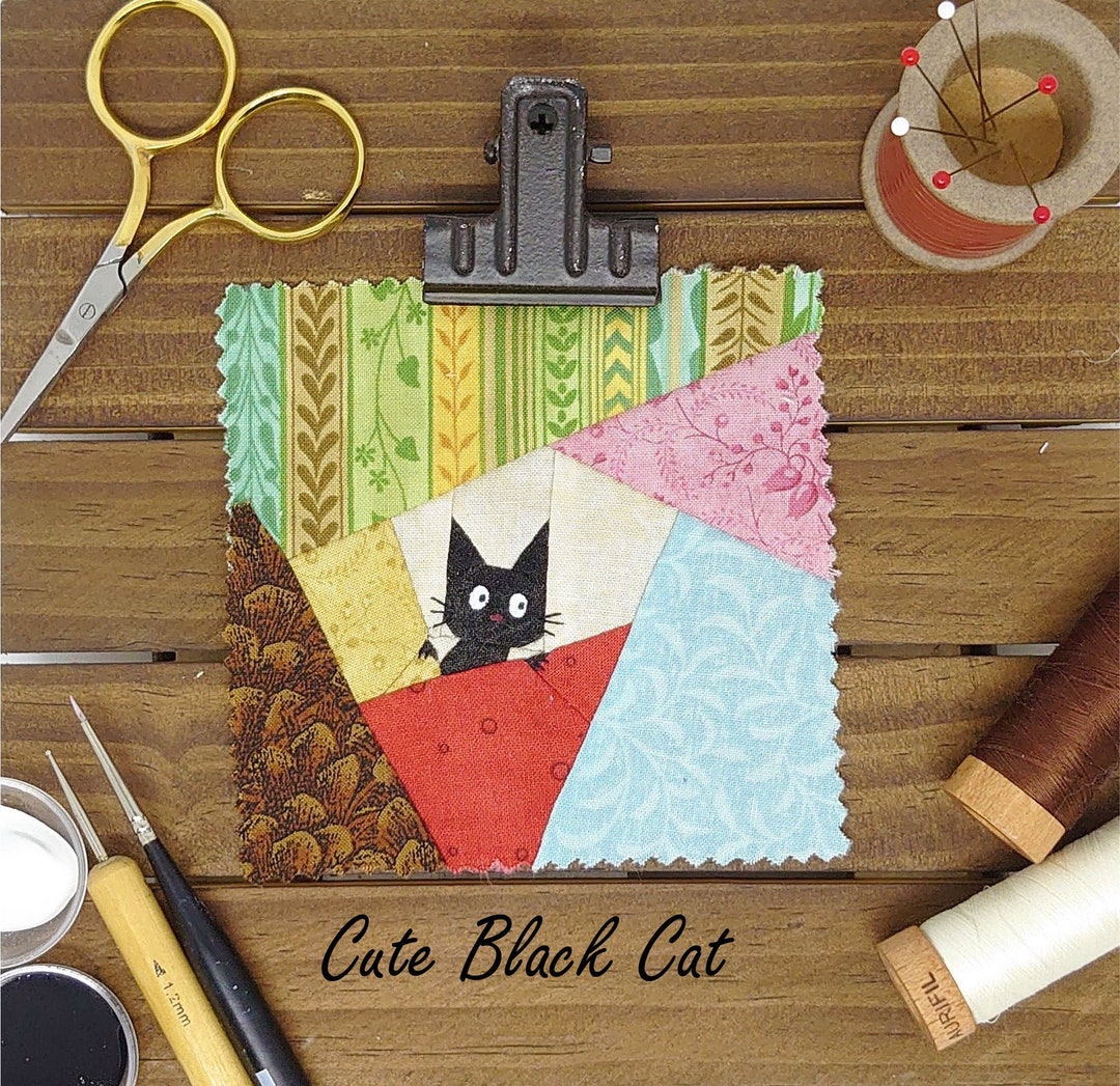 Cute Cat Quilt Block Pattern - Kitty Quilt Block | Animal Quilt Block ...