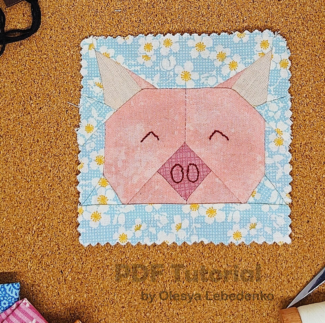 Happy Pig Quilt Block Pattern Baby Quilt Block Patterns - Etsy