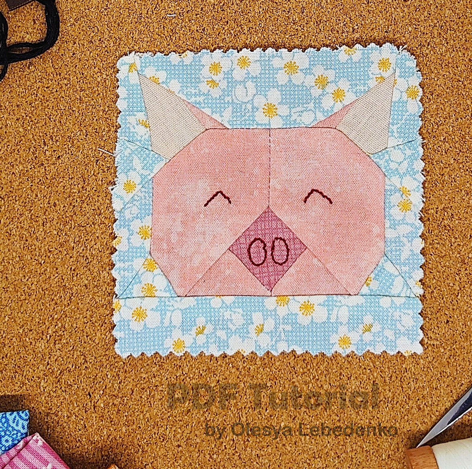 Happy Pig Quilt Block Pattern Baby Quilt Block Patterns | Etsy