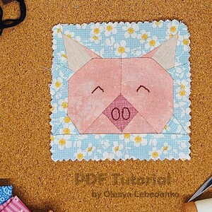 Happy Pig Quilt Block Pattern Baby Quilt Block Patterns Farm Animal ...