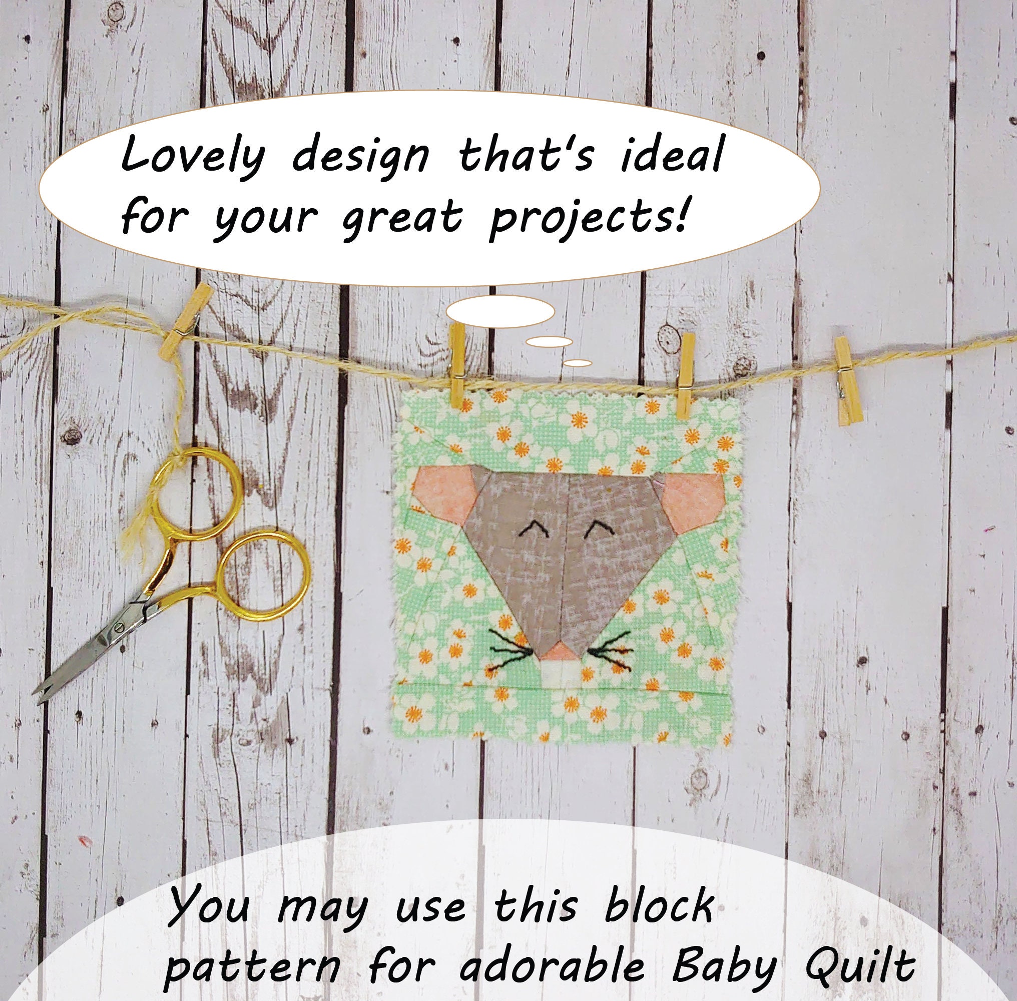 Little Mouse Mouse Quilt Block Pattern Baby Quilt Block - Etsy
