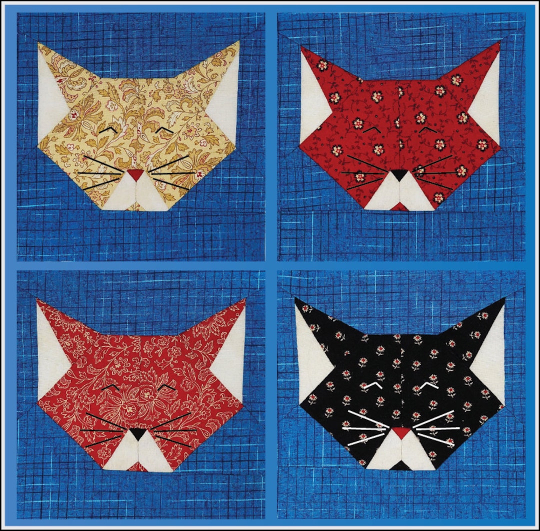 Happy Cat - Cat Quilt BLOCK Pattern | Kitty Quilt Block Pattern | Meow ...