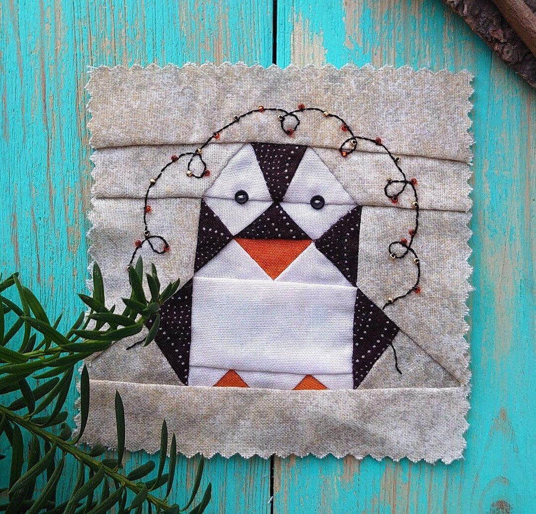 PDF Christmas Quilt Block Pattern - Happy Penguin Quilt Block | Winter ...