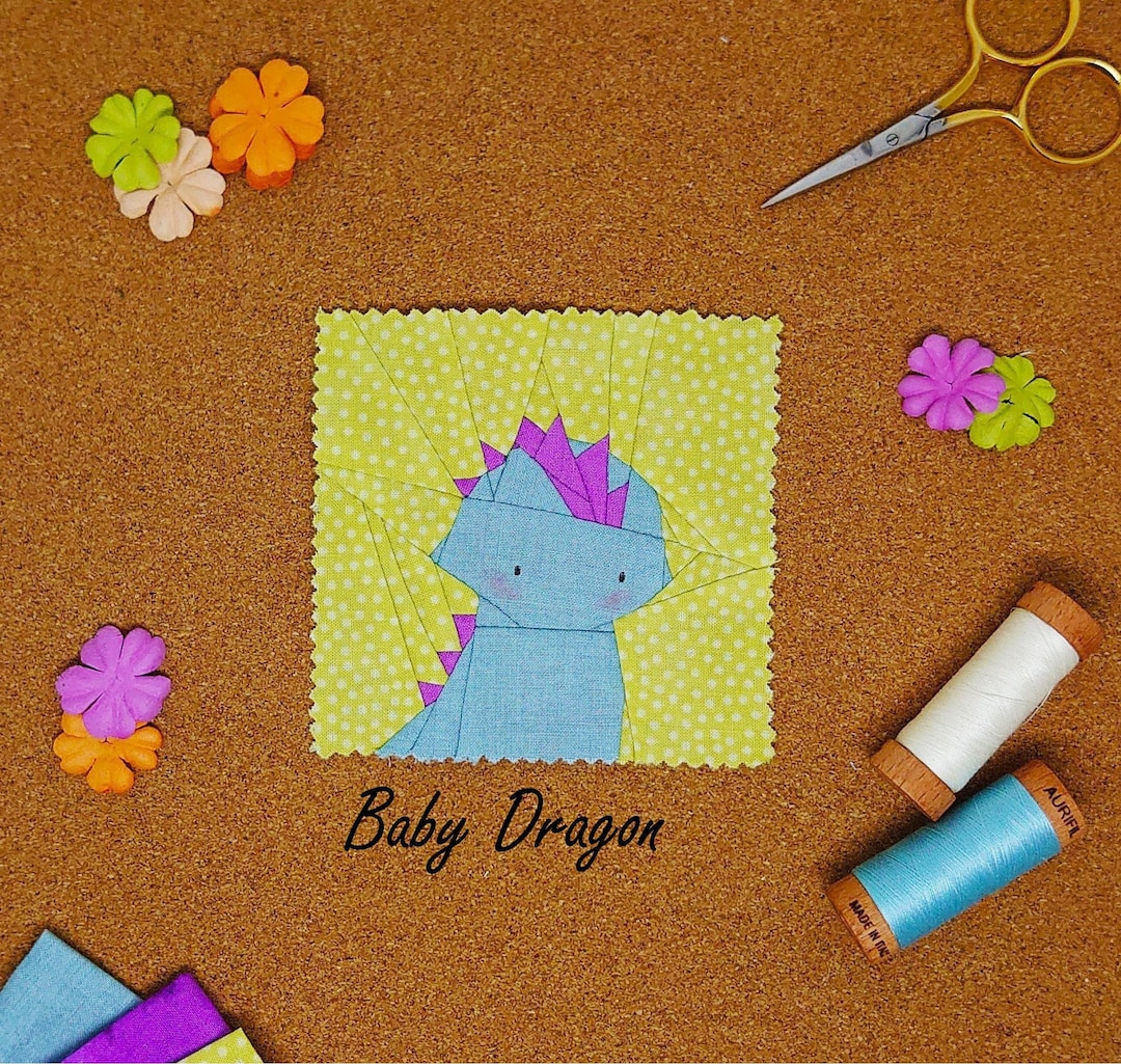 Cute Baby Dragon Quilt BLOCK PDF | Quilt Block Pattern | Baby Quilt ...