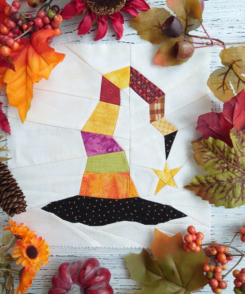 Halloween Quilt Blocks Witch Hat Quilt Block Pattern PDF | Etsy
