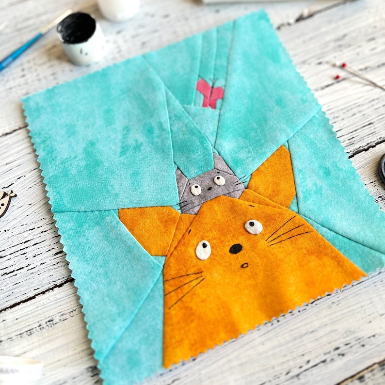 Curious Cats Quilt BLOCK Pattern Cat Quilt Pattern - Etsy Canada