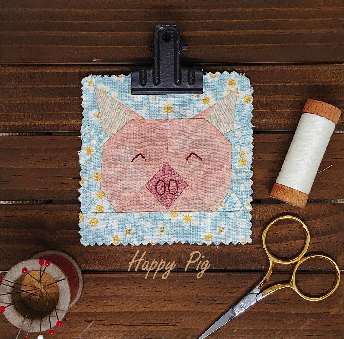 Happy Pig Quilt Block Pattern Baby Quilt Block Patterns | Etsy