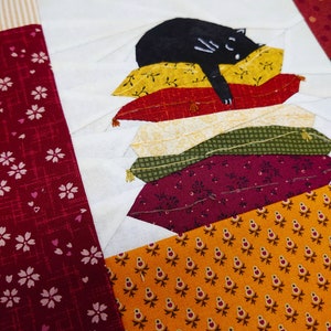 Purrrfect Nap Cat Quilt BLOCK Pattern - Kitty Quilt Block | Animal ...