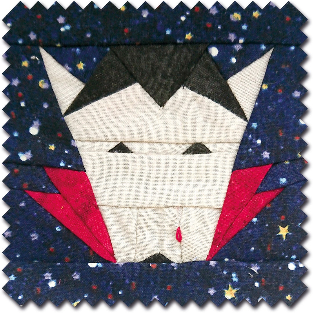 Halloween Quilt Blocks - Dracula Quilt Block, Vampire Quilt Block ...