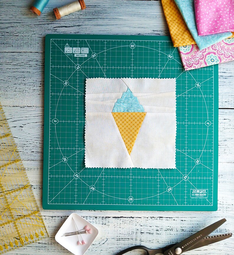 Summer Quilt Block Pattern Ice Cream Cone Quilt Block - Etsy